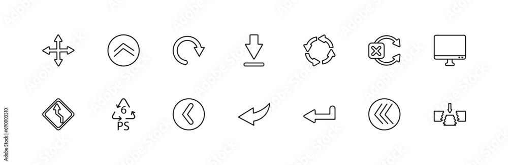 outline icons set from user interface concept. editable vector such as four expand arrows, up ...