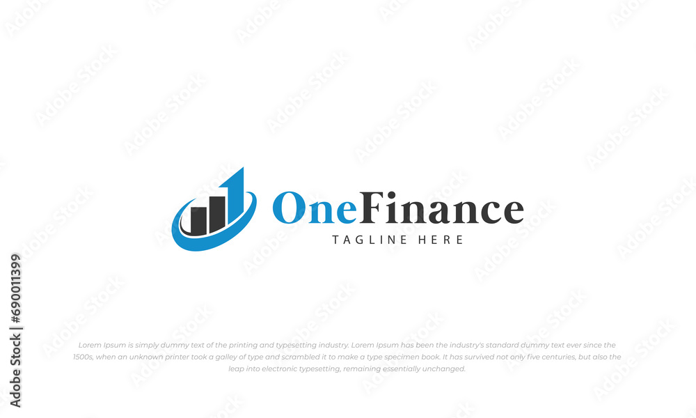 finance logo for one finance with combination number 1 and grow chart ...