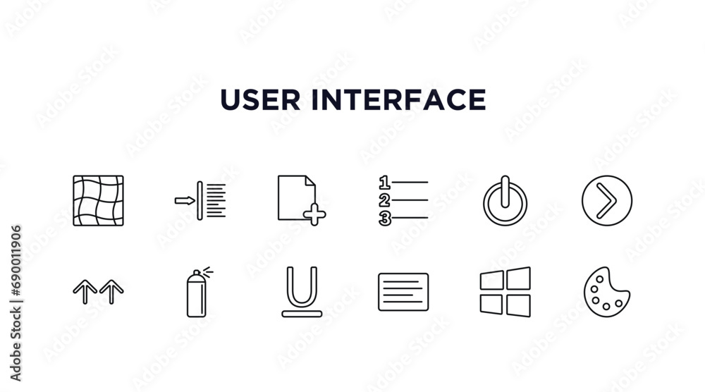 Outline Icons Set From User Interface Concept Editable Vector Such As