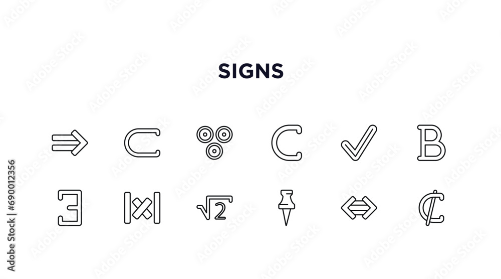 outline icons set from signs concept. editable vector such as implies ...