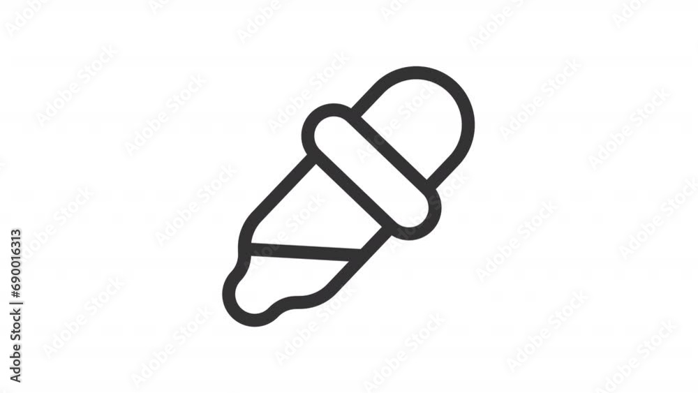 2D black simple thin line animation of dropper icon, HD video with ...