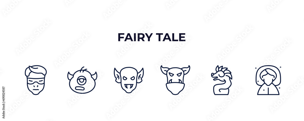 outline icons set from fairy tale concept. editable vector such as ...