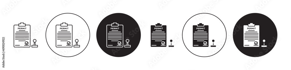 Permit vector illustration set. Permit work permit document paper ...