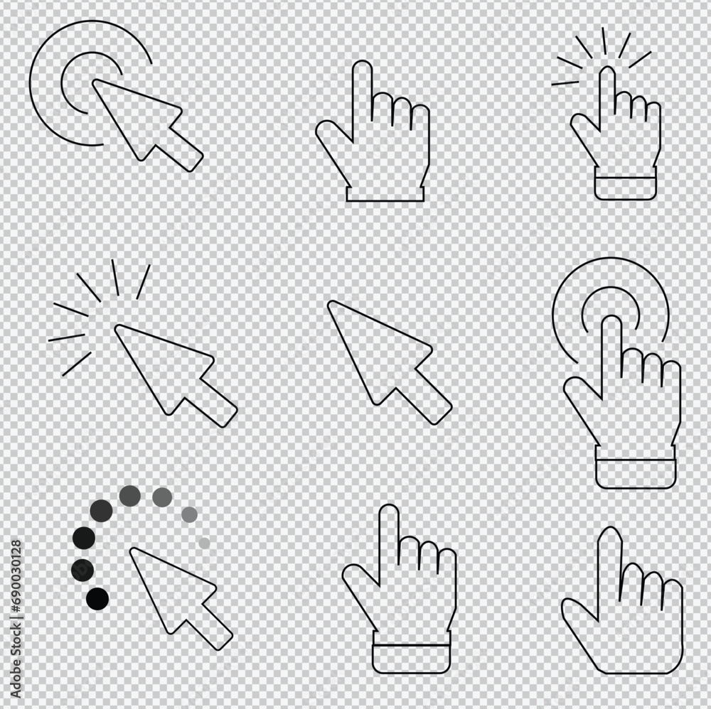 Computer Mouse Click Cursor Load Symbol Pointer Cursor And Loading Icon Cursors Icons Click