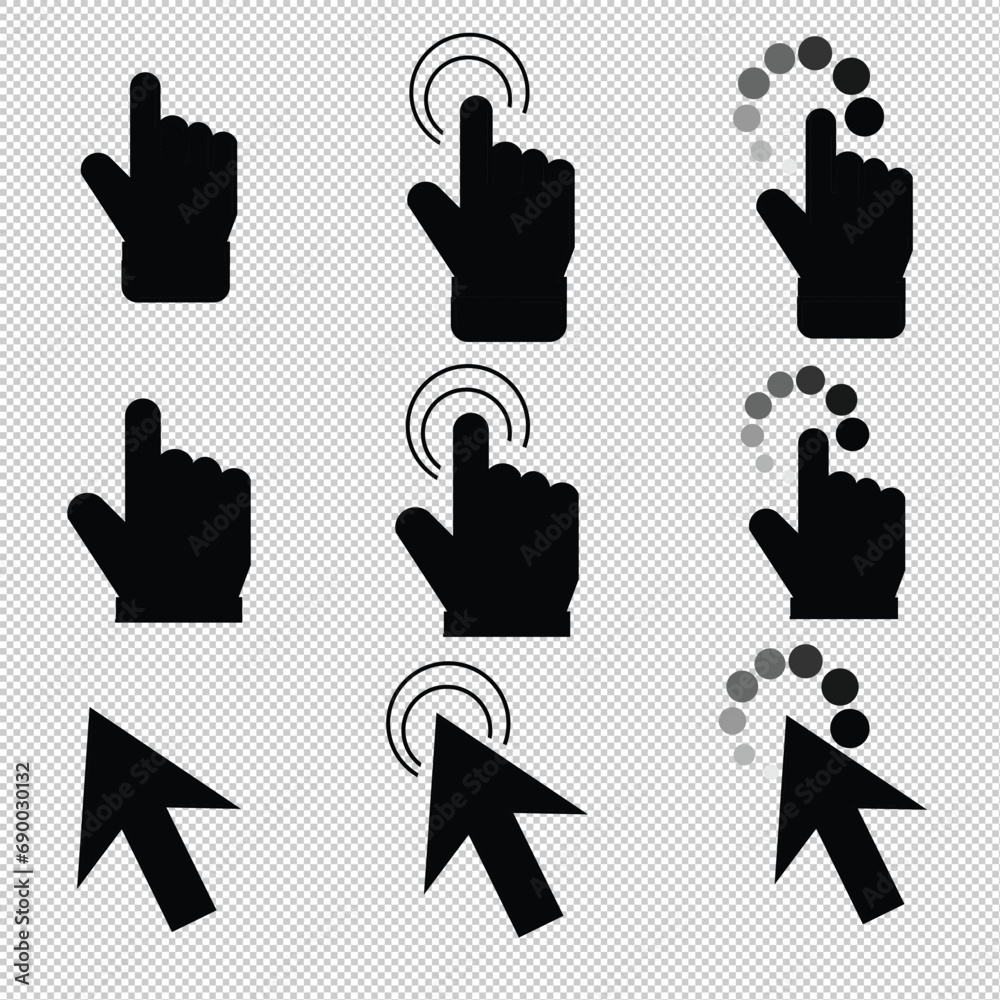 Computer Mouse Click Cursor Load Symbol Pointer Cursor And Loading Icon Cursors Icons Click
