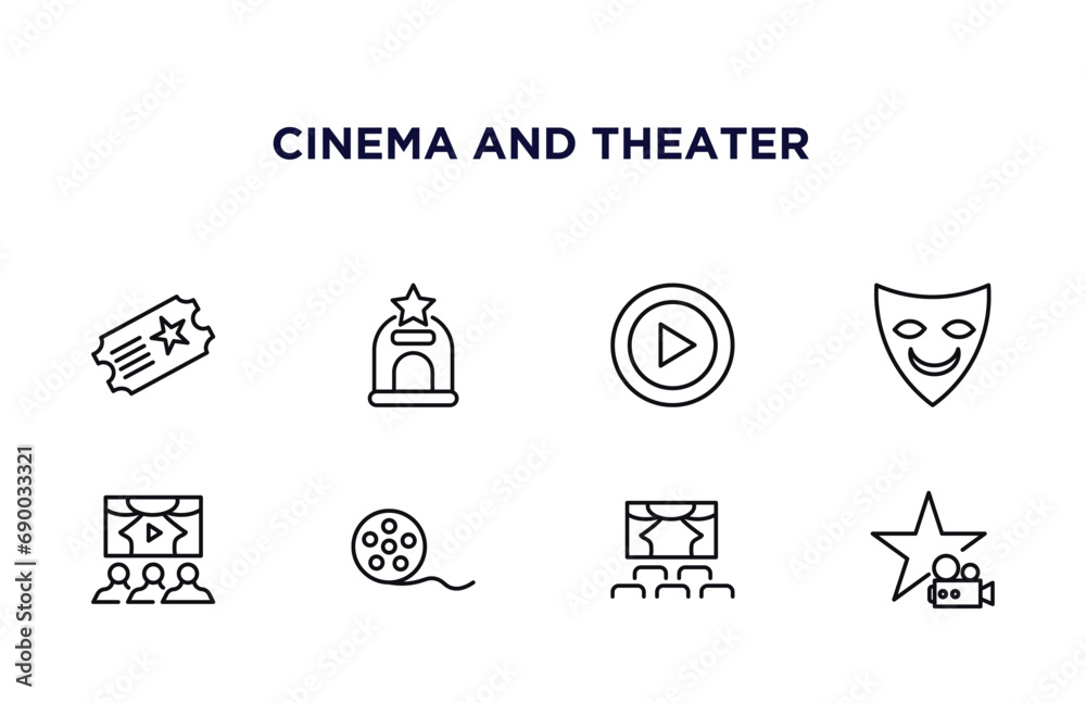 outline icons set from cinema and theater concept. editable vector such ...