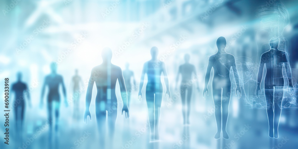 Healthcare 3D human body hologram with with full body scan, bones ...