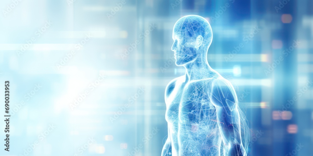 Healthcare 3D human body hologram with with full body scan, bones ...