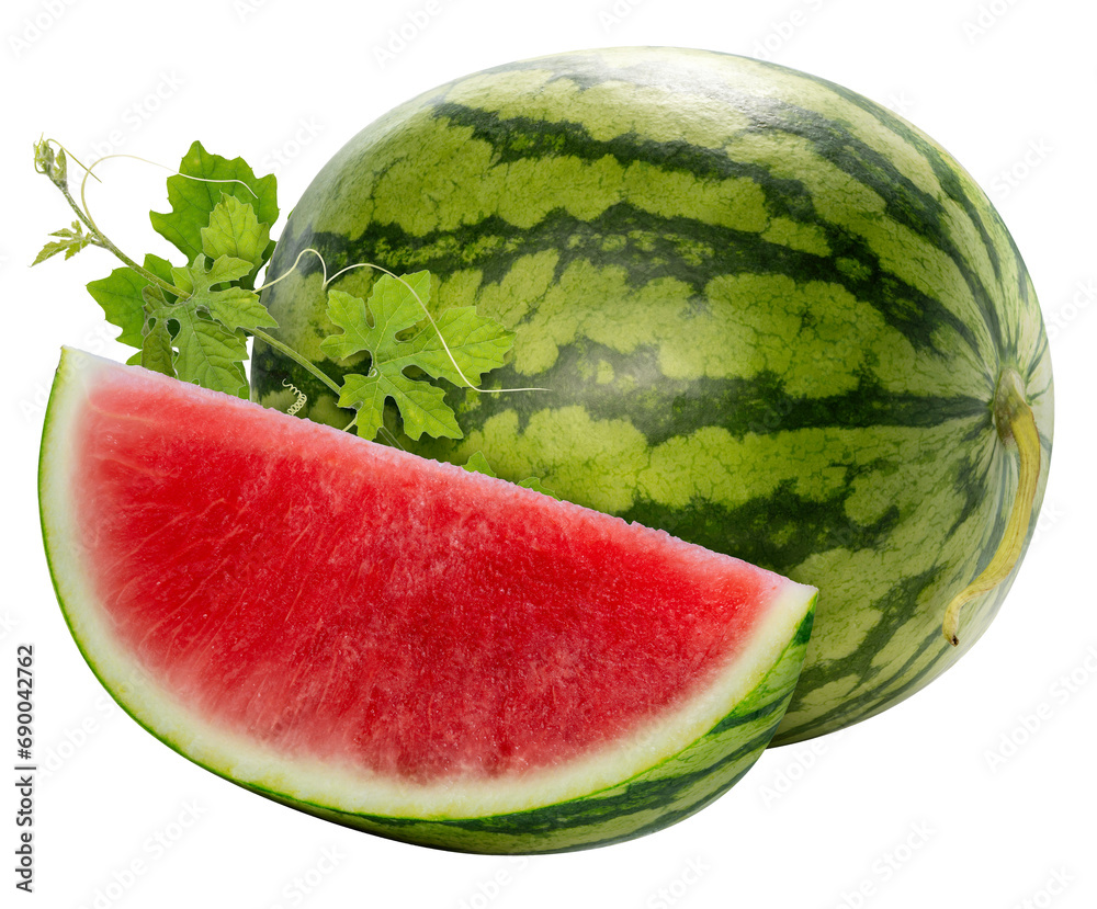 Fresh Watermelon isolated on white background, Giant Seedless ...