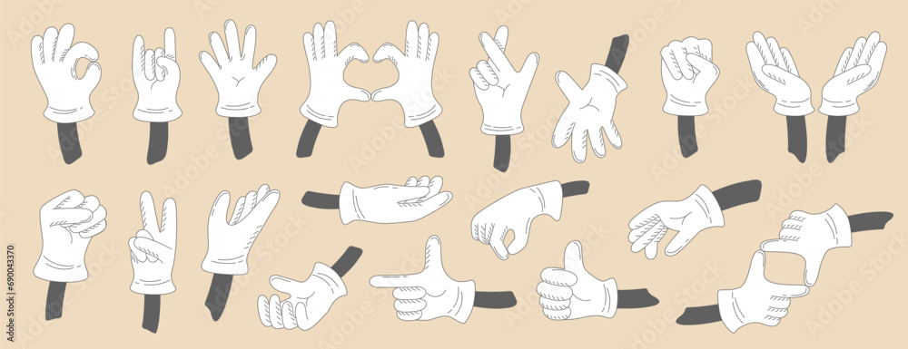 Set of hands drawn in cartoon style. Vector images of hands in ...