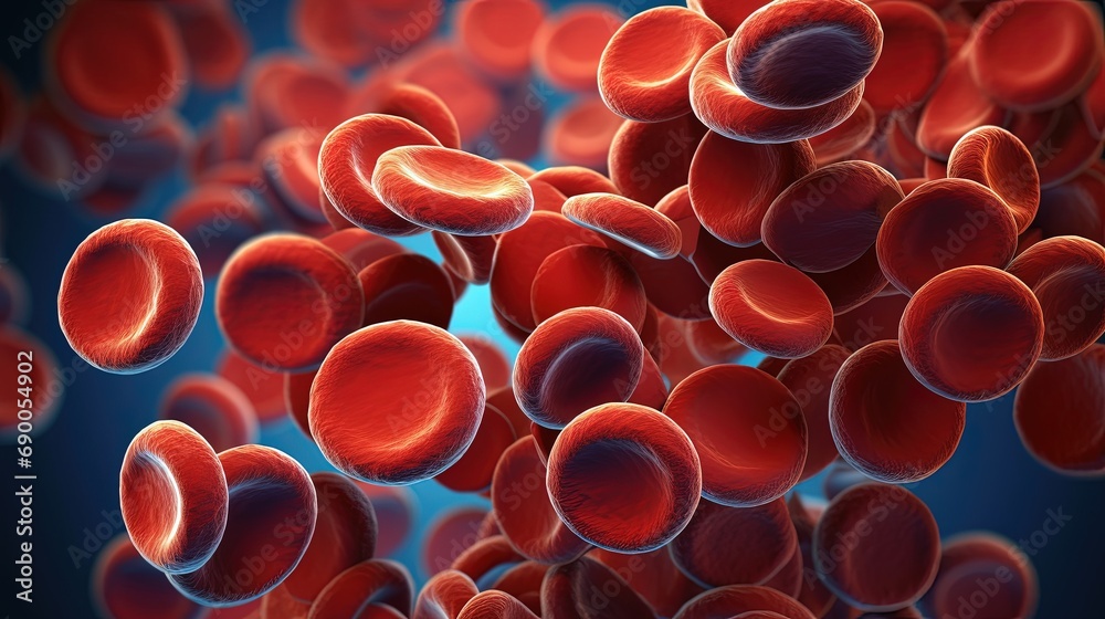 Red blood cells circulating in the blood vessels - leukocytes. Superior ...