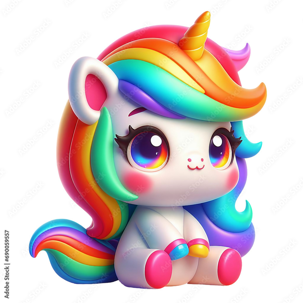 Cute Unicorn Rainbow Color: Isolated on Transparent Background ...