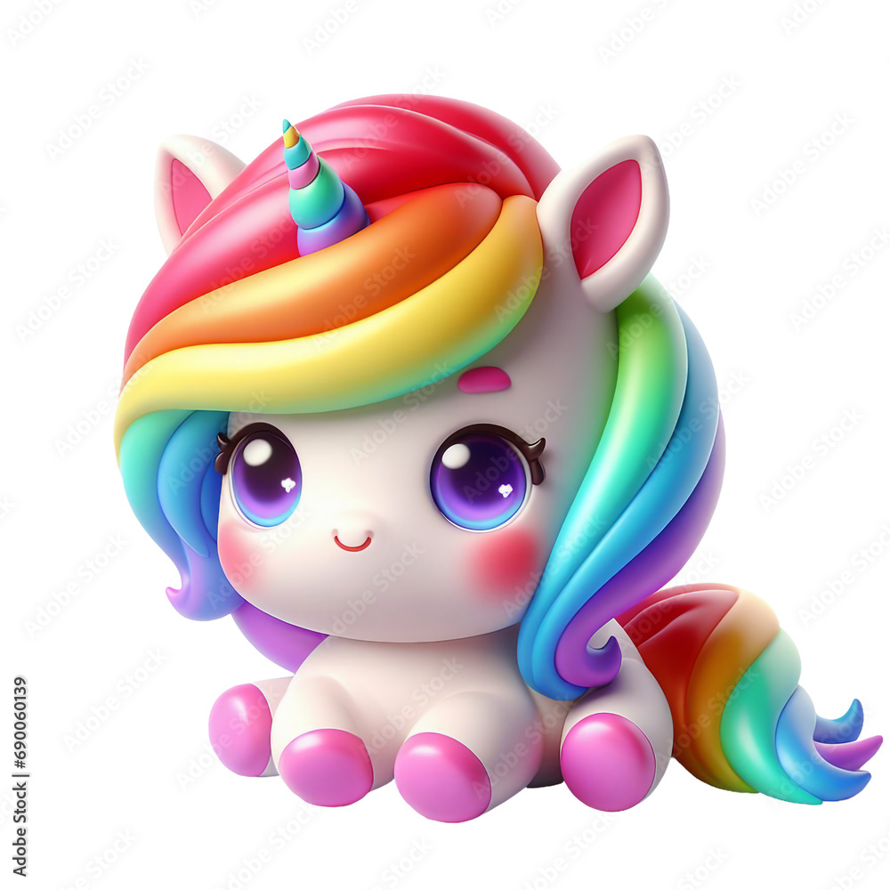 Cute Unicorn Rainbow Color: Isolated on Transparent Background ...