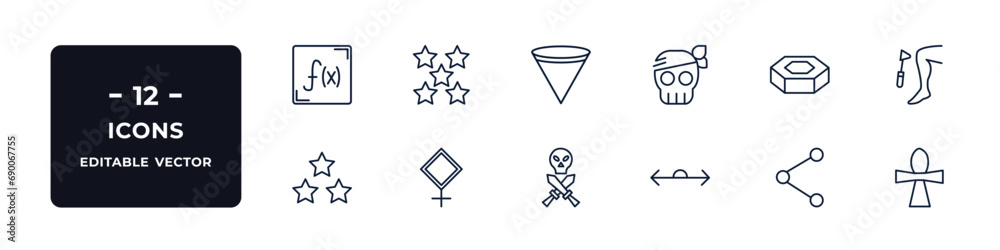 outline icons set from shapes concept. editable vector such as function ...