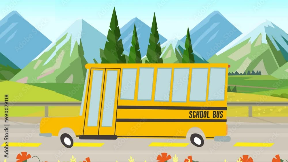 Cartoon School Bus Animation. A cartoon animation of a school bus ...