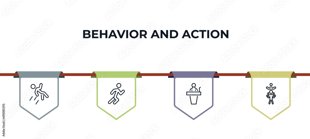 outline icons set from behavior and action concept. editable vector ...