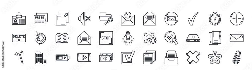 outline icons set from user interface concept. editable vector such as personal credentials ...