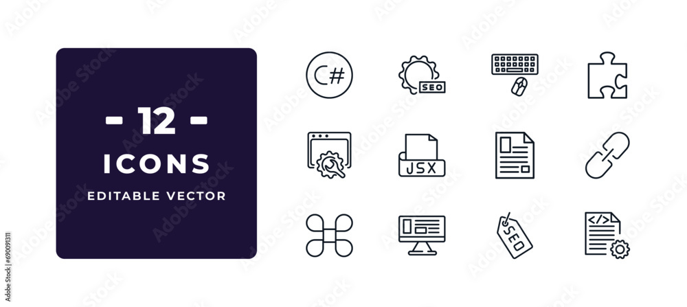 outline icons set from information technology concept. editable vector ...