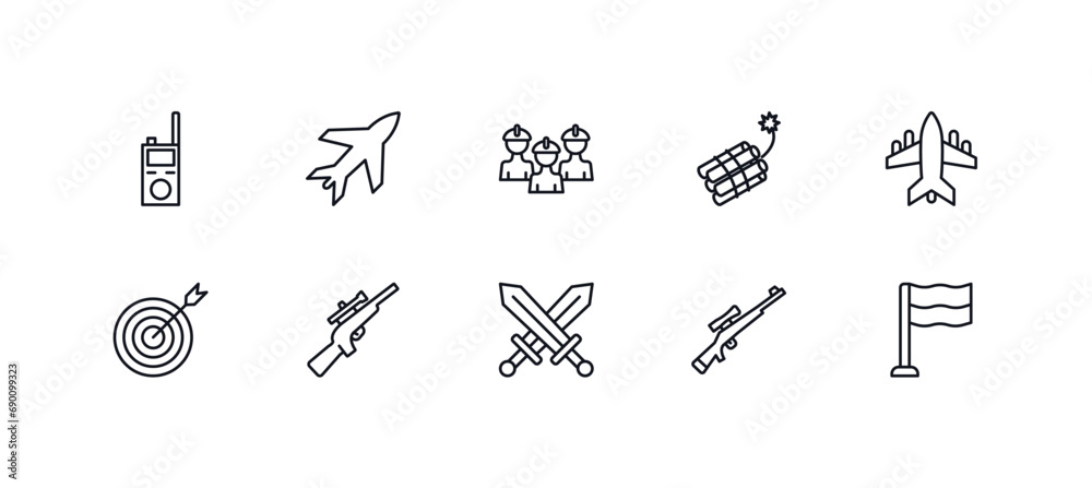 outline icons set from army and war concept. editable vector such as ...