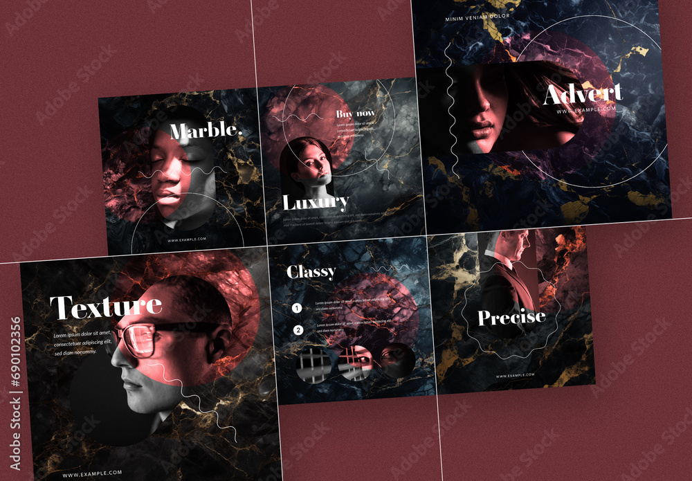 Modern Social Layouts With Marble Texture and Generative ai Stock ...