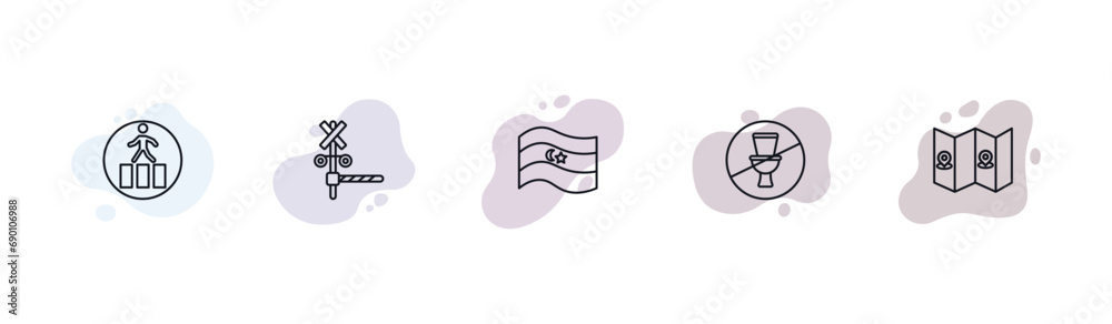 Vetor de outline icons set from maps and flags concept. editable vector ...
