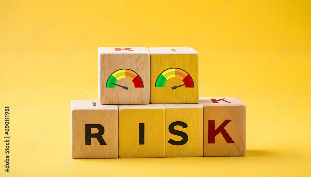 Risk level indicator rating print screen wooden cube block since low to ...