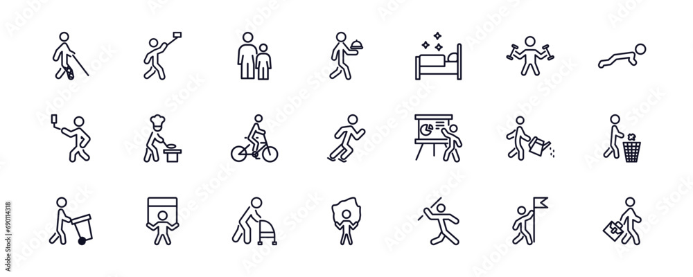 outline icons set from behavior and action concept. editable vector ...