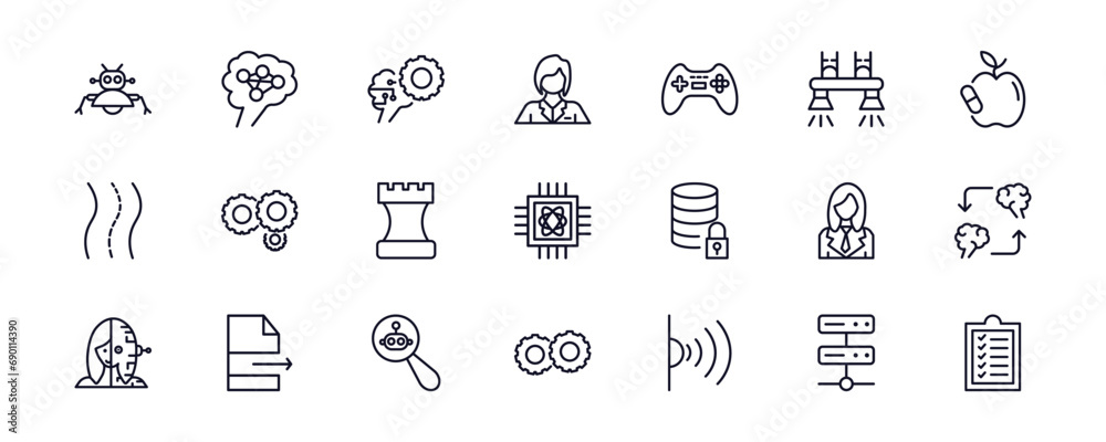 outline icons set from ai and future technology concept. editable ...