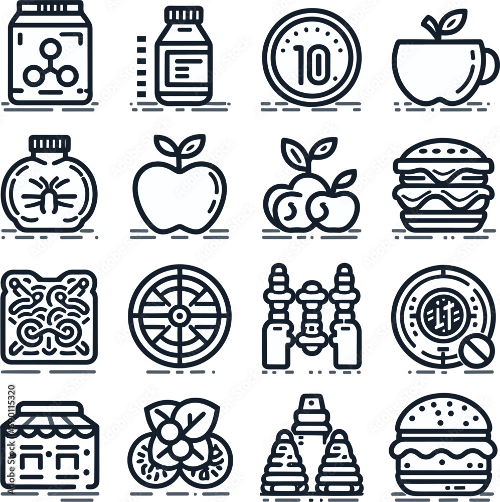 Collection of Nutrition Editable Icons isolated on white background ...