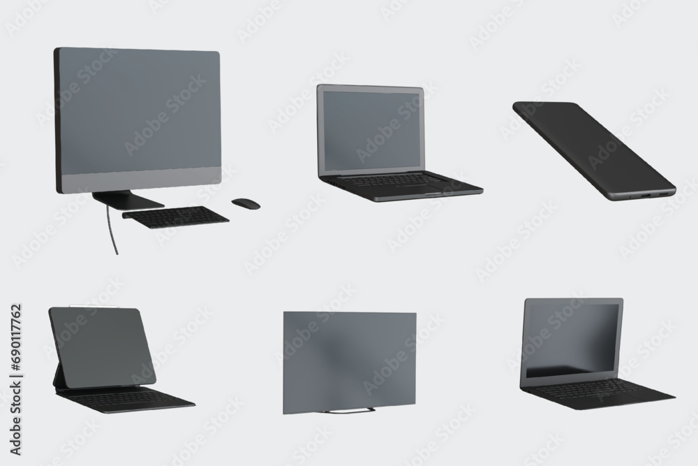 Set of realistic electronic devices, devices mockup, electronic devices ...