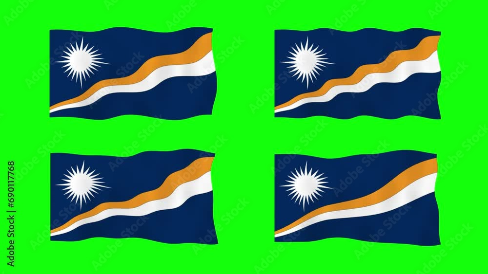 Marshall Islands Waving Flag 2D Animation on Green Screen Background ...