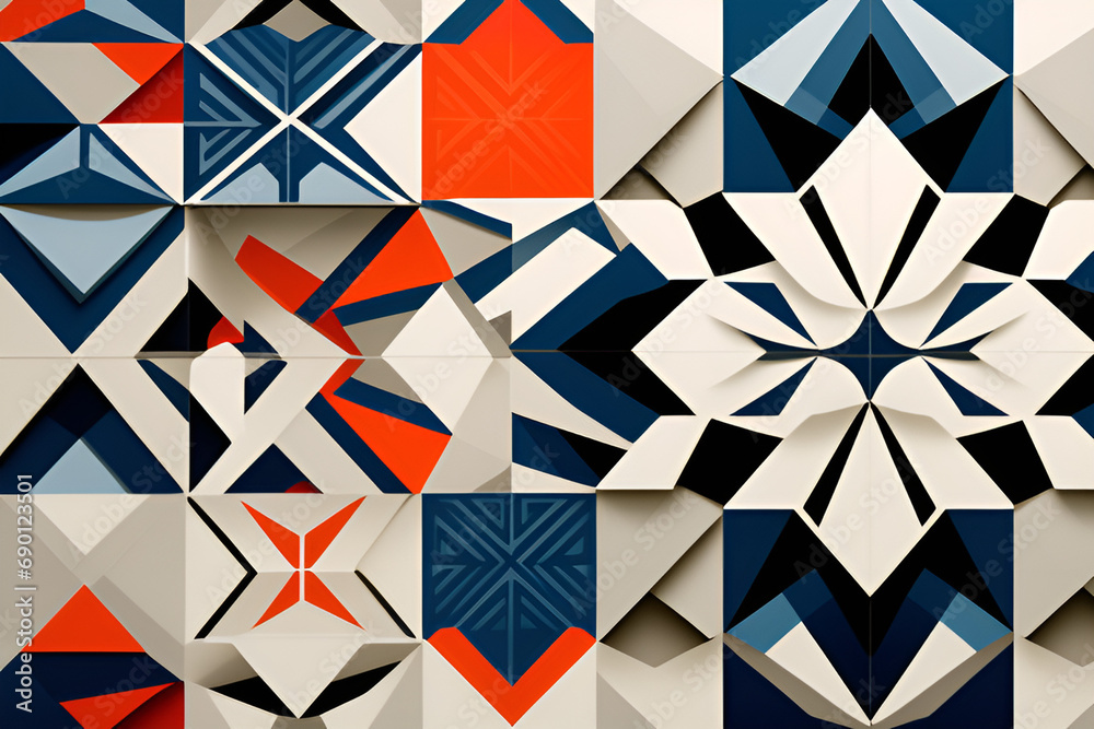 Patterns centered around the Taegeuk symbol, with its geometric shapes ...