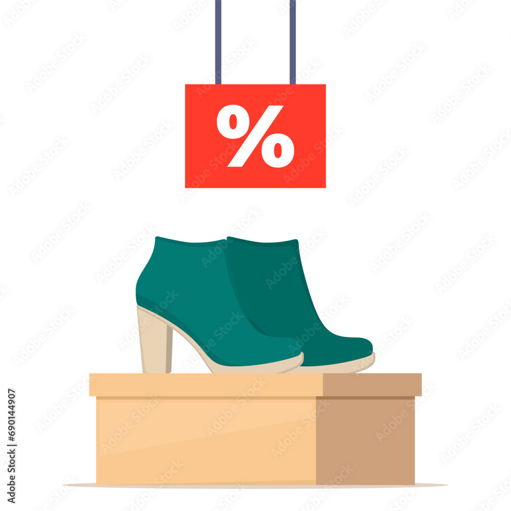 Shoe box with footwear. Stylish modern woman shoes on box, side view ...