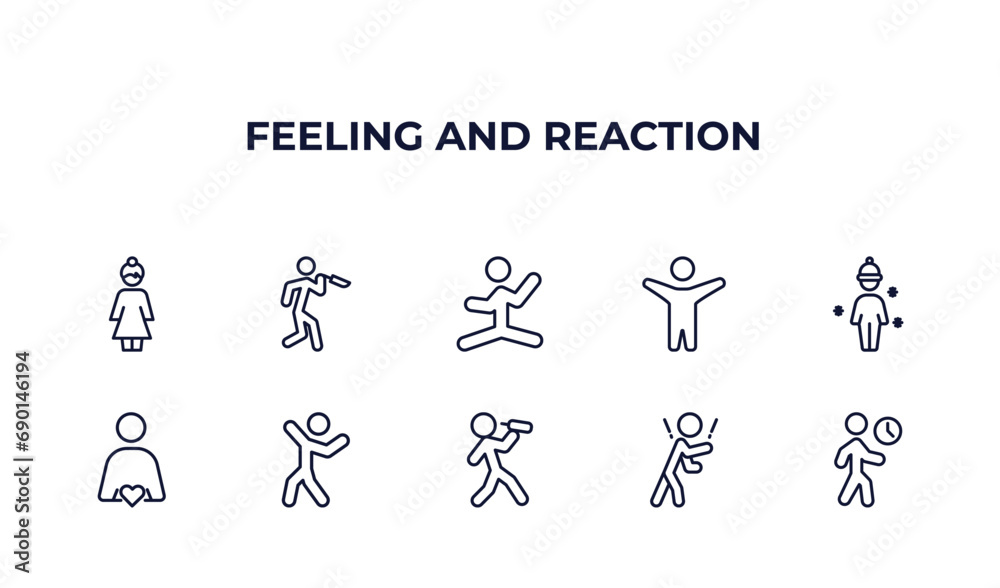 outline icons set from feeling and reaction concept. editable vector ...