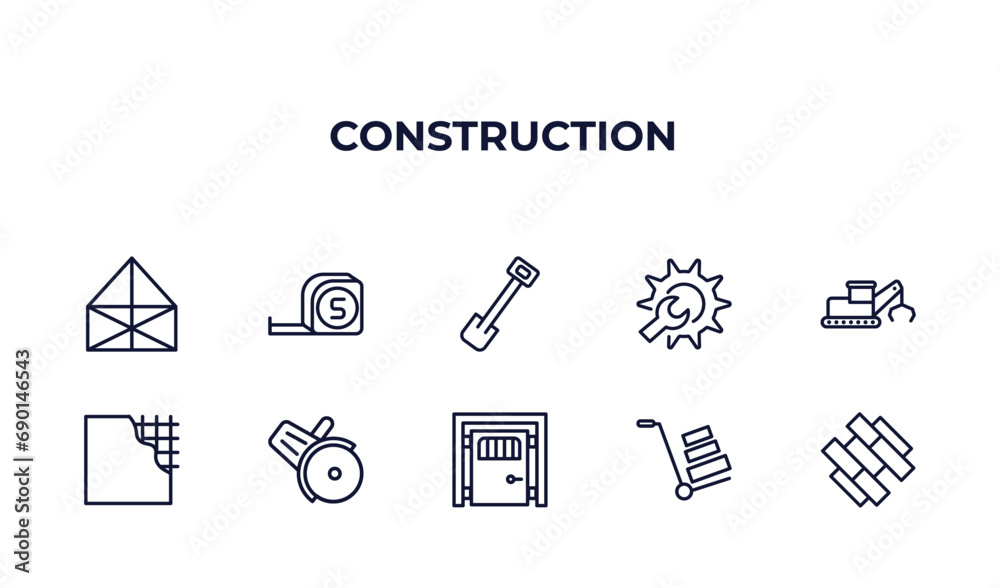 outline icons set from construction concept. editable vector such as ...