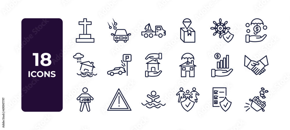 outline icons set from insurance and coverage concept. editable vector ...