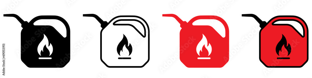 Jerry can line icon. Outline jerry can icon set. Gasoline canister ...