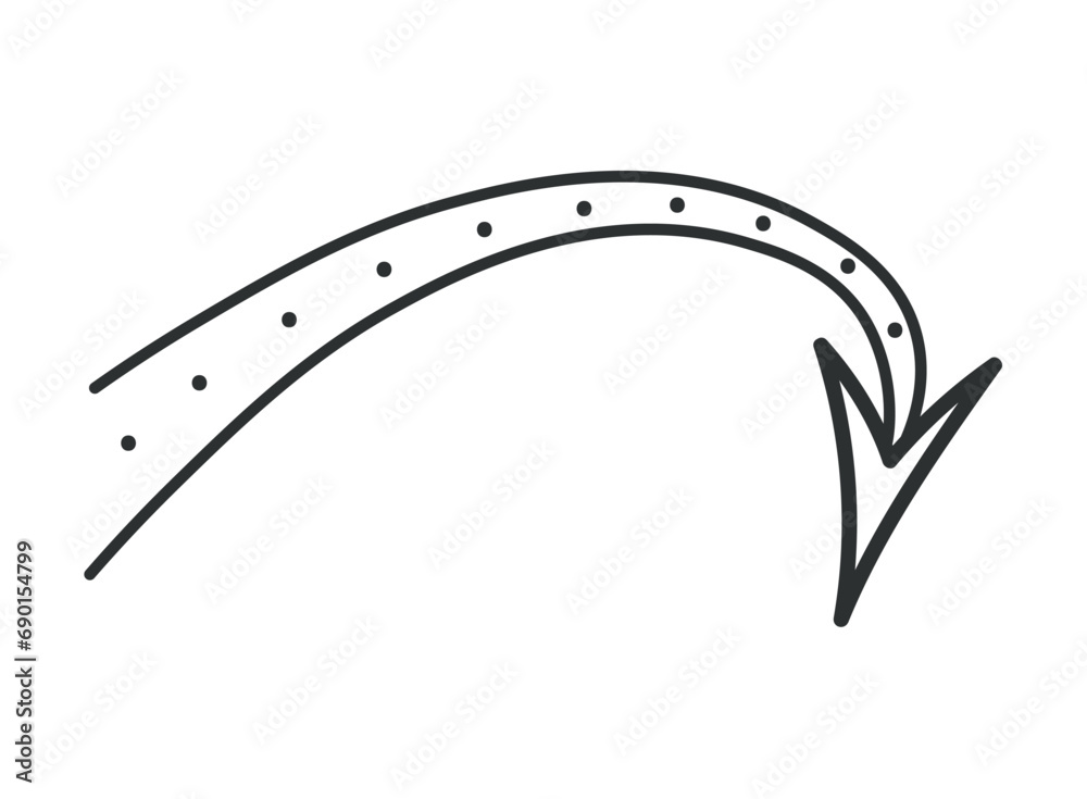 Arrow in hand sketched design. A hand-drawn sketch design feature a ...