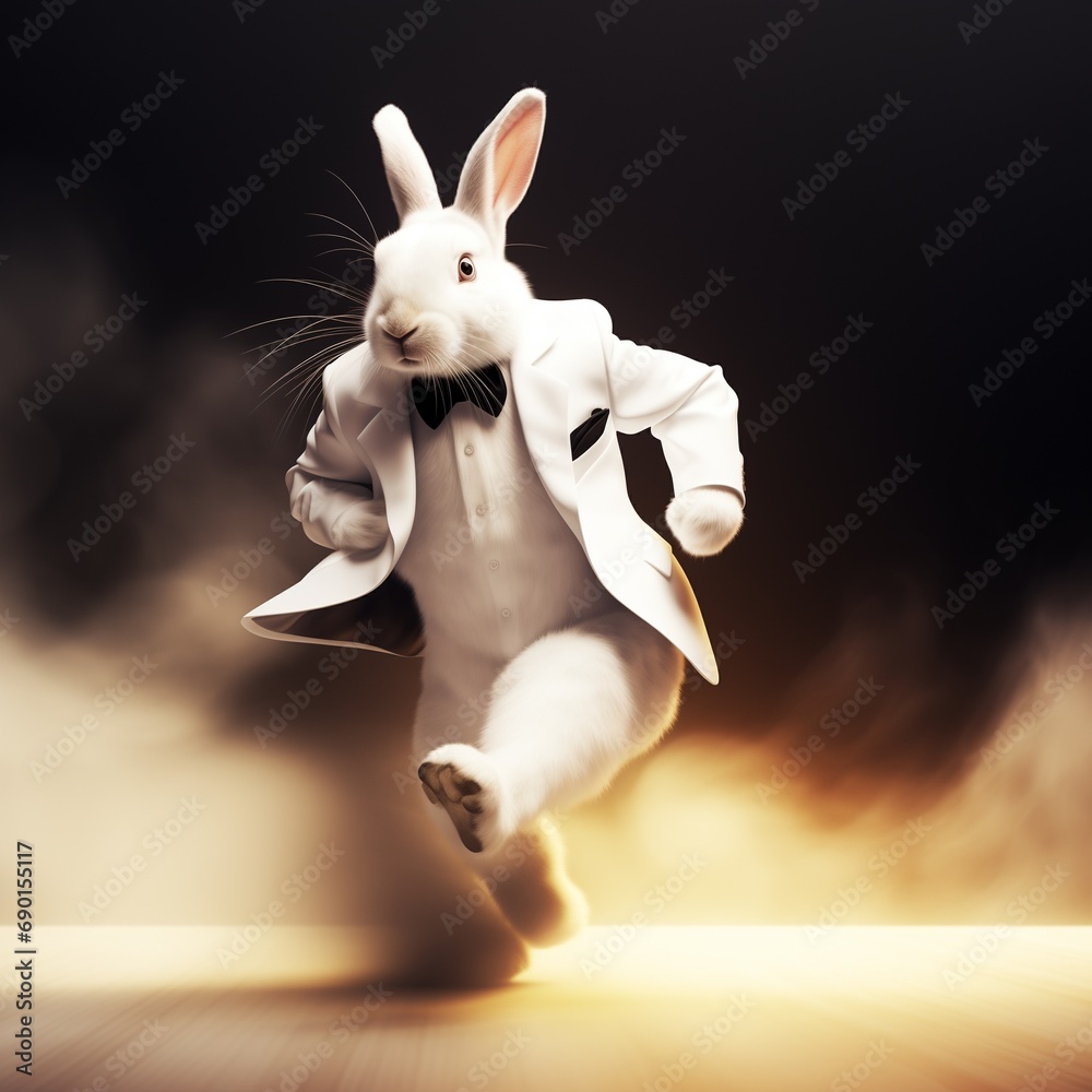 Alice in Wonderland white rabbit illustration, elegant and funny ...