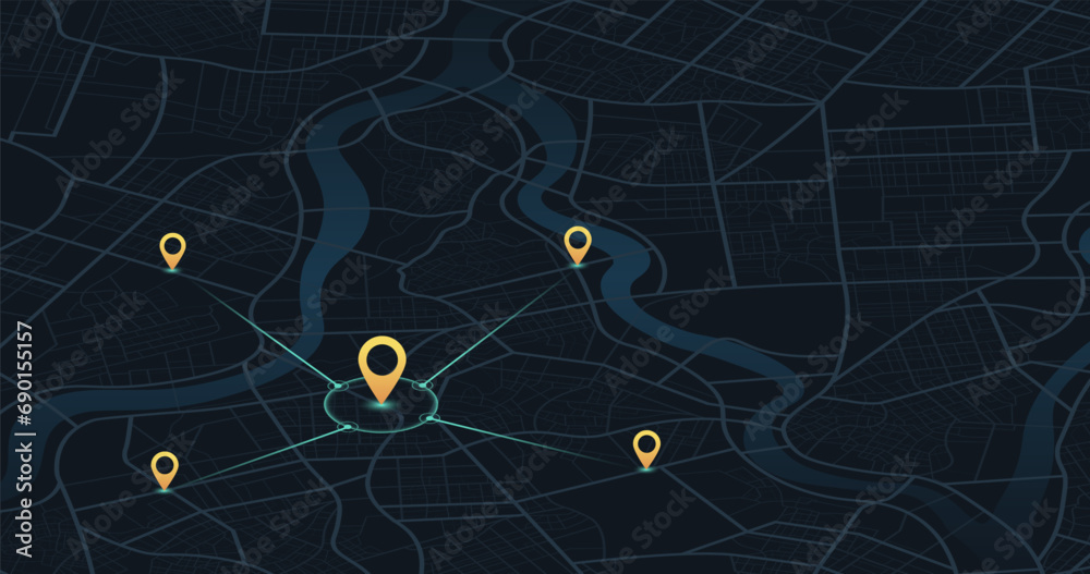 Multiple destinations. Gps tracking map. Track navigation pins on ...