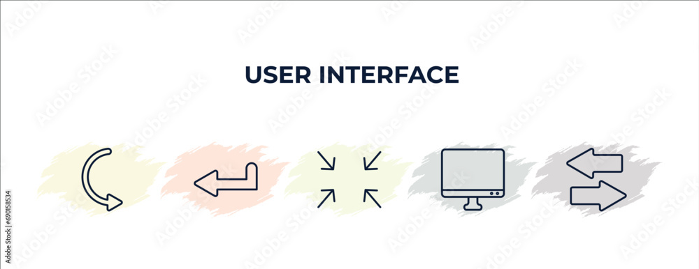 outline icons set from user interface concept. editable vector included curved arrows, return ...