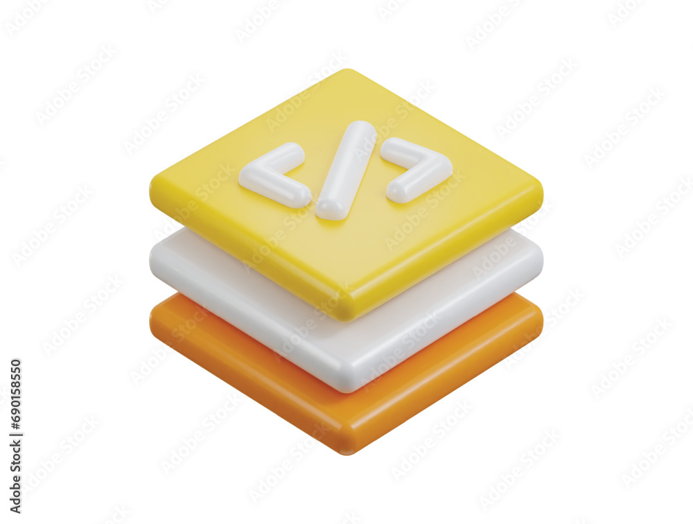 3d code icon programming symbols software and web development icon ...