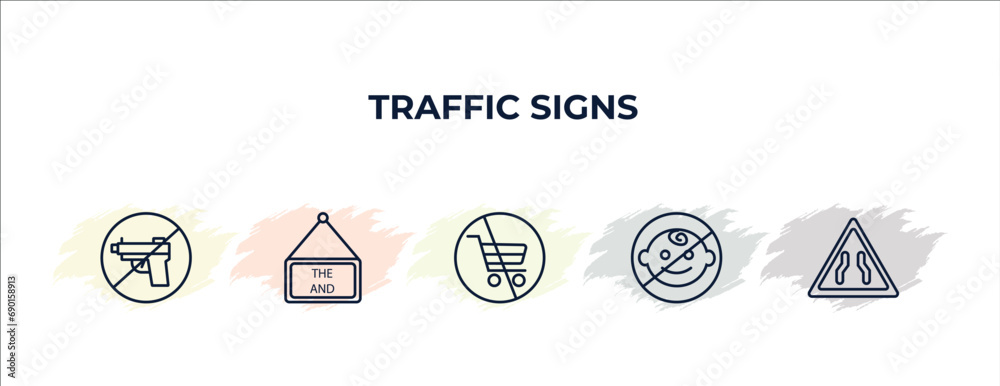 Vecteur Stock outline icons set from traffic signs concept. editable ...