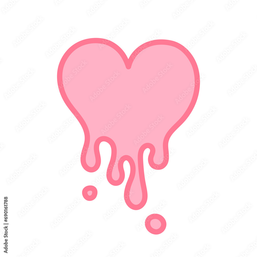 Pink melting heart icon. Bleeding heart icon. Groovy pattern with wavy ...