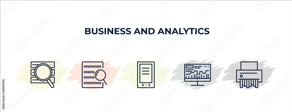 outline icons set from business and analytics concept. editable vector ...