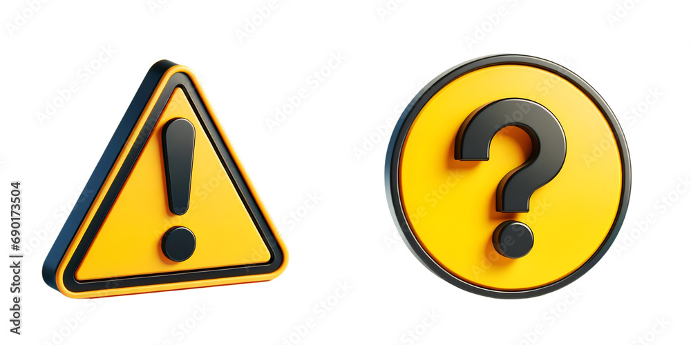 Warning and Question Mark Icons on Transparent Background Stock ...