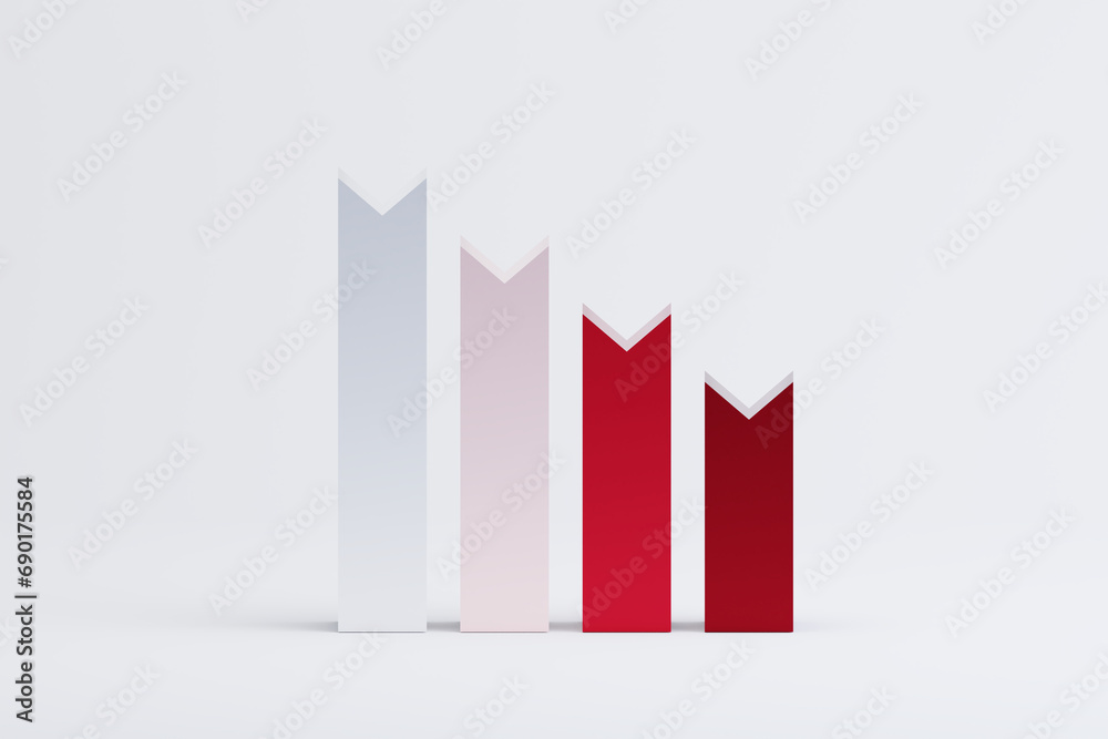 Finance chart falling down, 3D graph chart decreasing with clipping ...