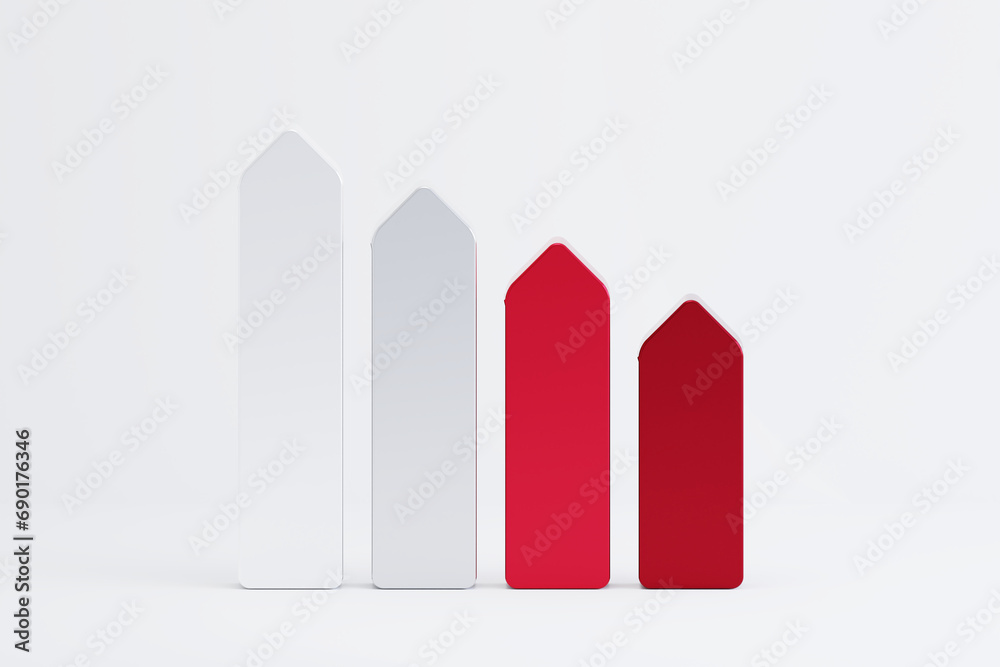 Finance chart falling down, 3D graph chart decreasing with clipping ...