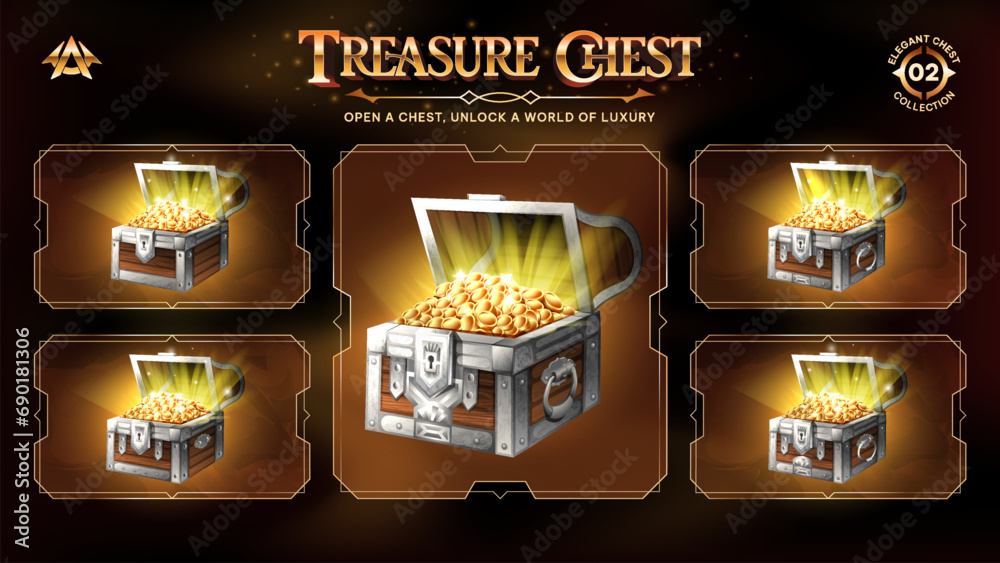 Open Treasure Chests Collection With Gold Coins Unveiling a Realm from ...