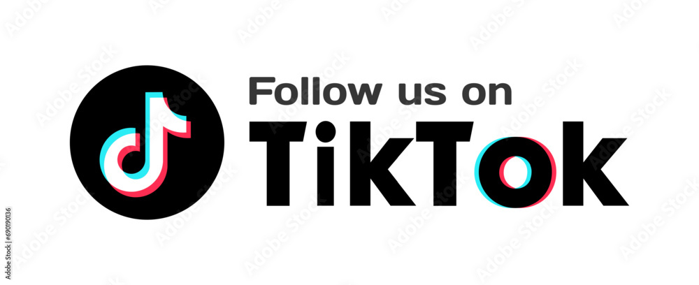 Social media Tik Tok follow us icon. Tik Tok follow us button. Isolated ...